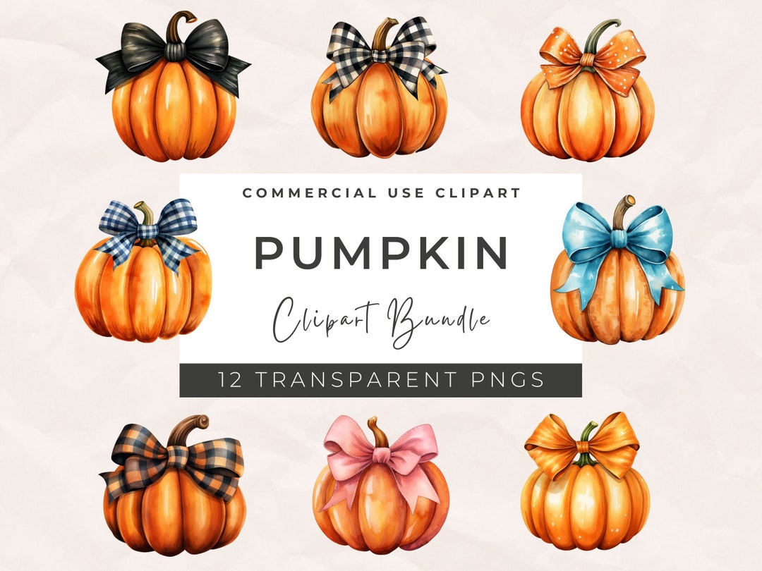 Watercolor Halloween Pumpkin Clipart: PNG Fall Bundle (digital Download ...