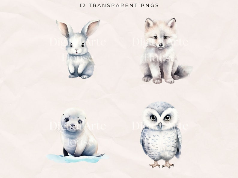 Watercolor Arctic Animals Clipart: Winter Wonderland Graphics ...