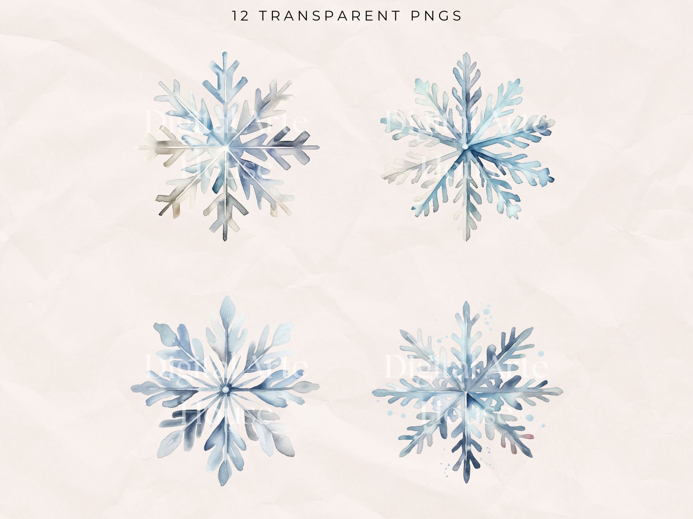 Watercolor Winter Snowflake Clipart Snowflakes Christmas - Etsy