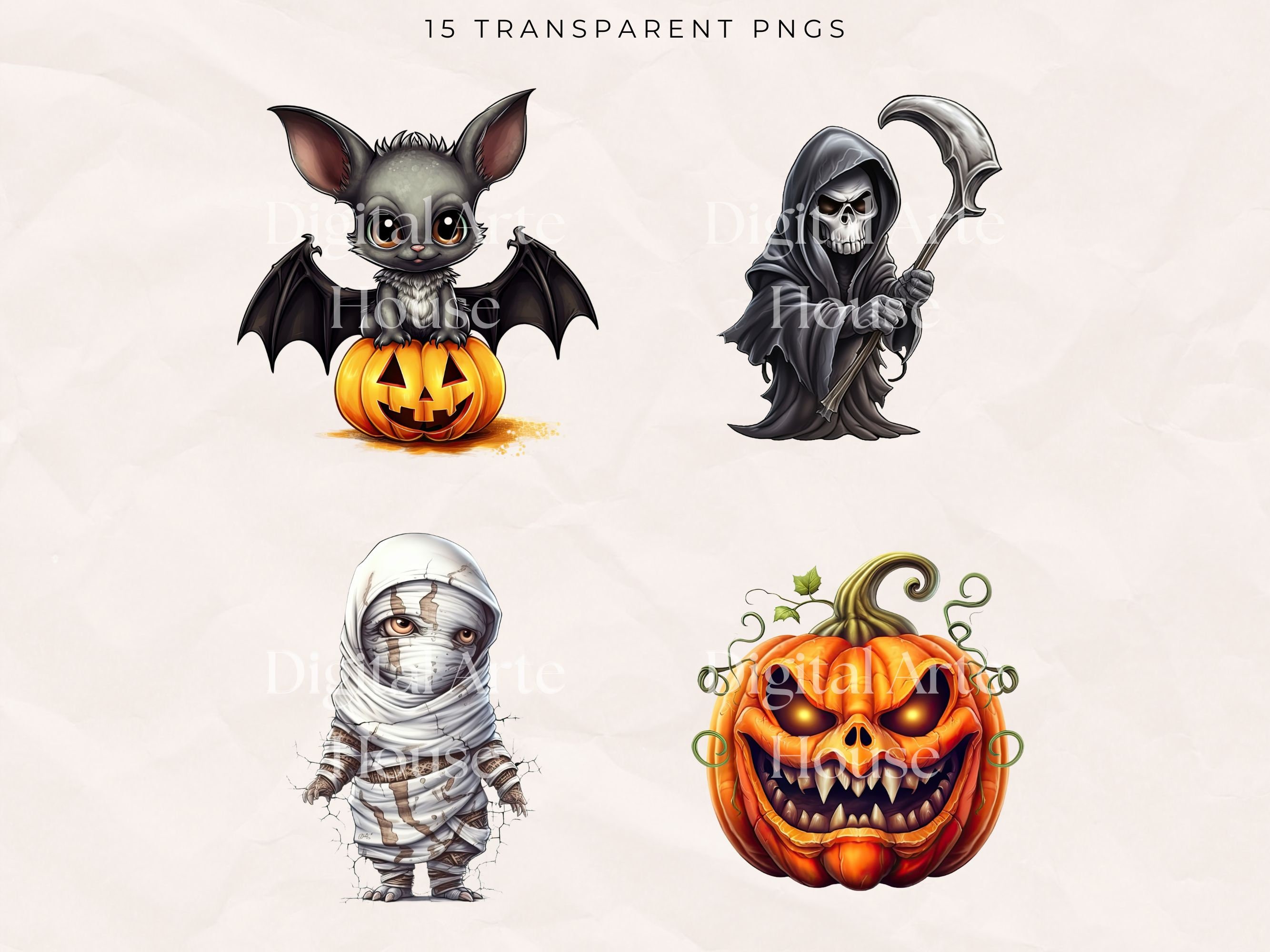 Cute Halloween Characters Clipart Halloween Art for Crafts - Etsy