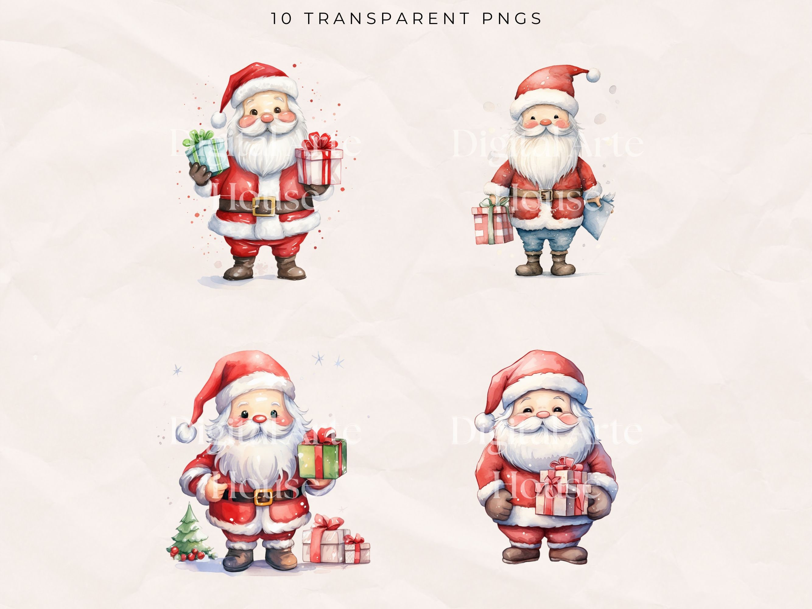 Watercolor Cute Santa Clipart Santaclaus Cute Santa Clause - Etsy