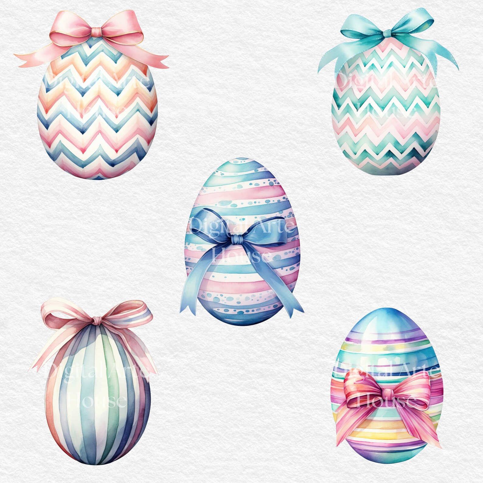 Watercolor Pastel Easter Eggs Clipart: PNG Bundle (digital Download) - Etsy