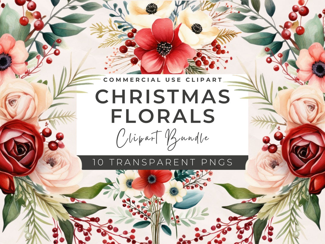 Christmas Floral Clipart - Christmas Bouquet, Winter Wedding ...