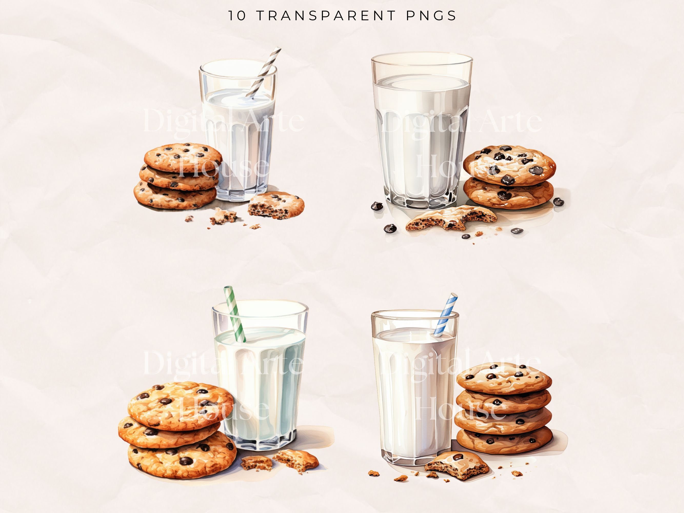 Watercolor Milk and Cookies Clipart Santas Cookies Milk - Etsy