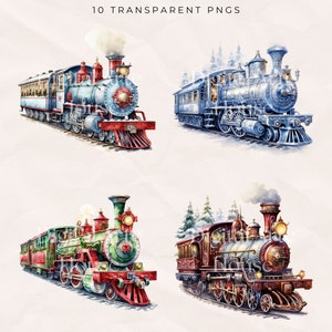 Watercolor Christmas Train Clipart PNG, Christmas Clipart, Winter ...