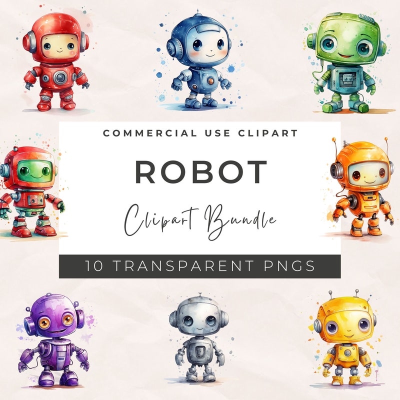 Cute Robot Clipart - Etsy
