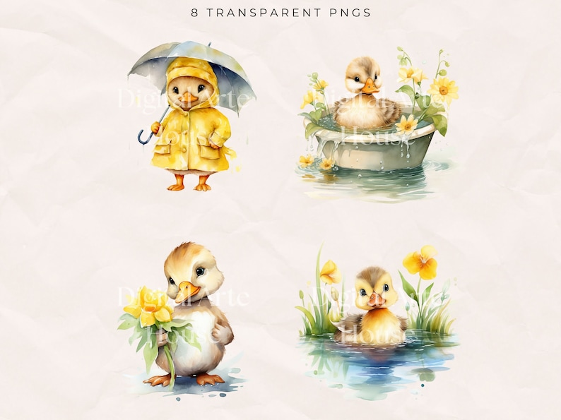 Watercolor Duckling Clipart Bundle Duckling PNG Duckling - Etsy