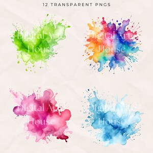 Watercolor Color Splash Clipart PNG Paint Splatter Clipart Alcohol Ink ...