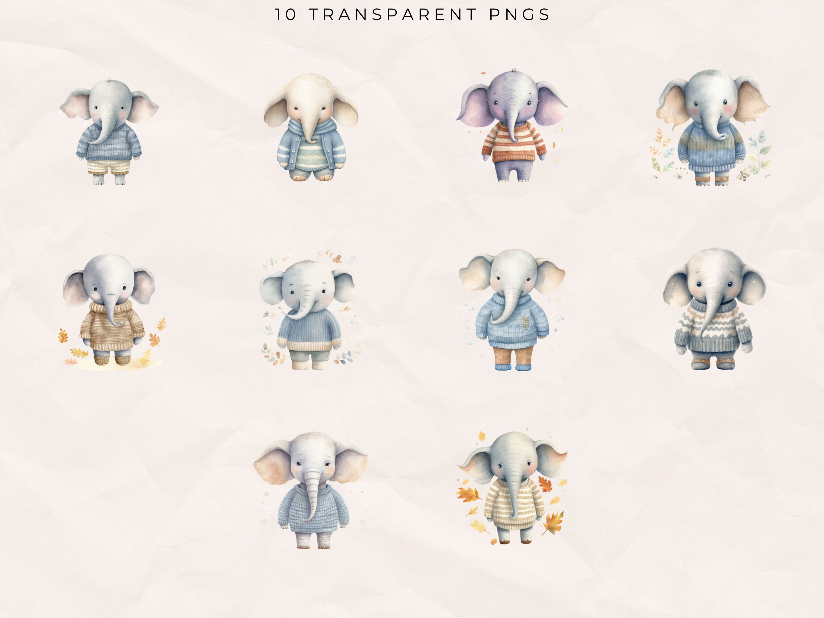 Watercolor Baby Elephant Clipart, Cute Clip Art for Commercial Use ...
