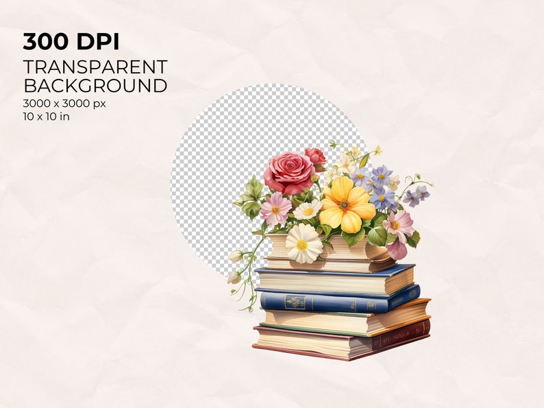 Watercolor Floral Books Clipart Book Bundle PNG, Open Book Clipart ...