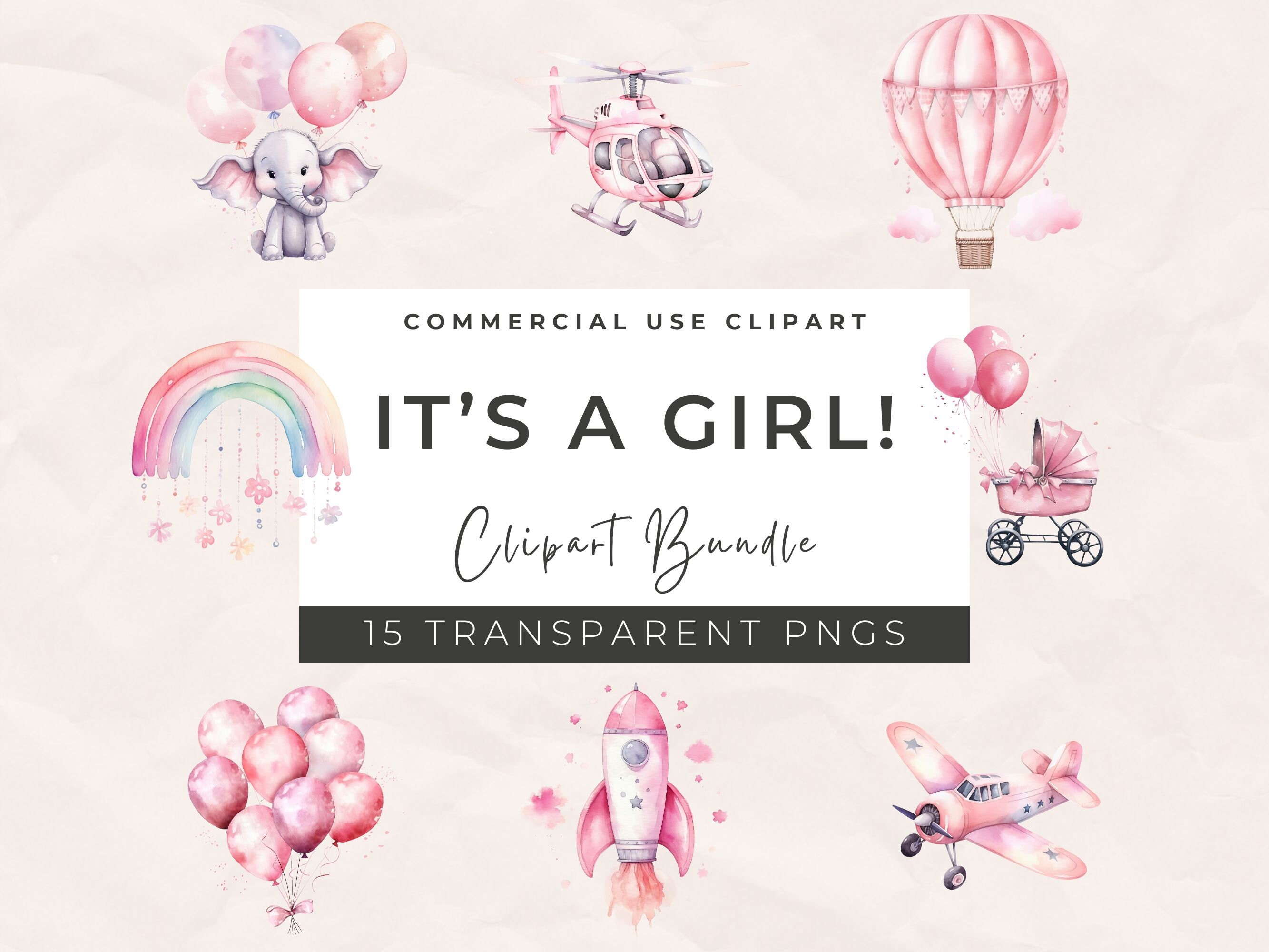 Watercolor Baby Shower Clipart PNG Newborn Nursery SVG, Baby Shower ...