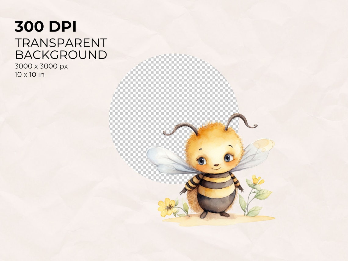 Watercolor Cute Bee Clip Art, Bee PNG Bundle, Honey Bee Art, Busy Bees ...