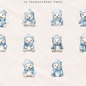 Watercolor Cute Polar Bears Clipart - Commercial Use Clip Art ...