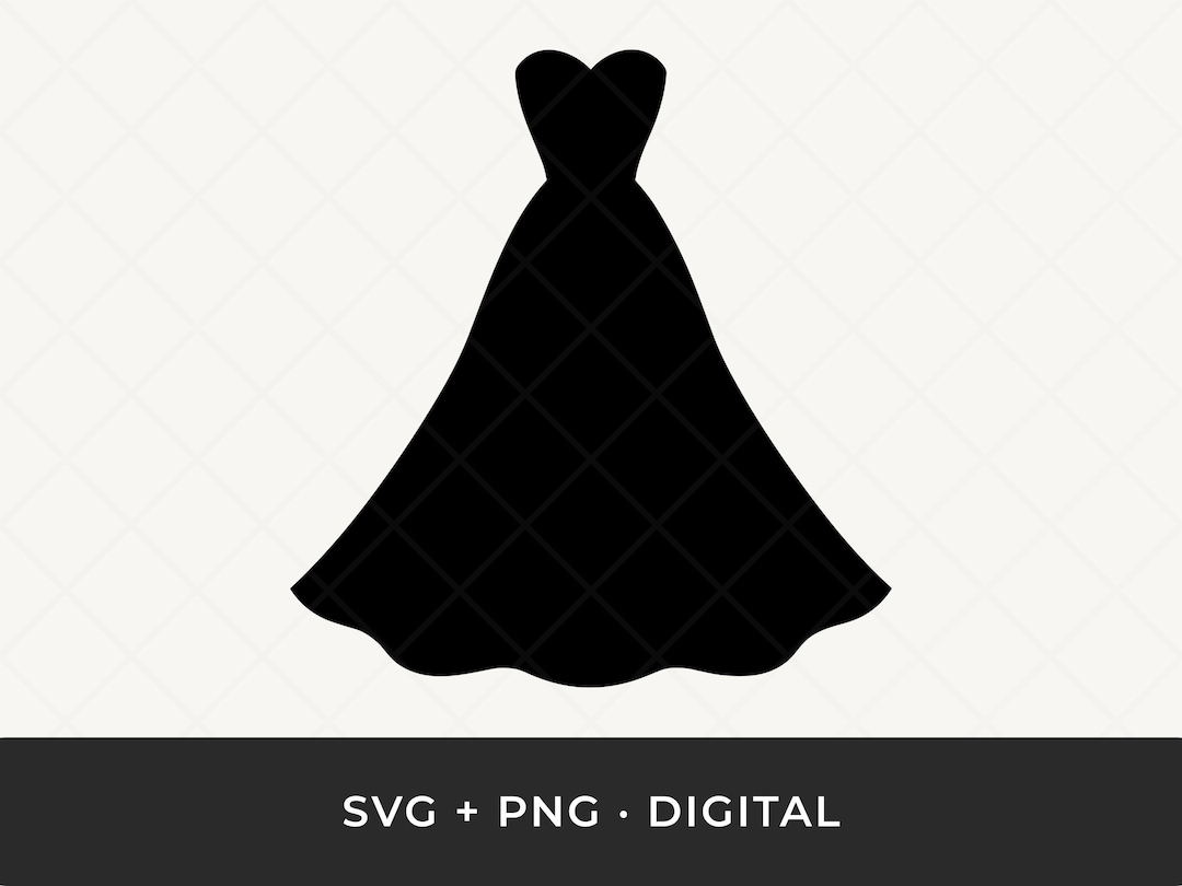 Wedding Dress Silhouette SVG: Bridal Clipart, Dress Vector Cut File for ...