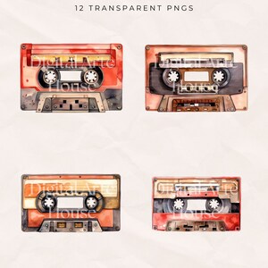 Watercolor Cassette Tapes PNG Clipart - 90s Cassette Tape PNG, Cassette ...