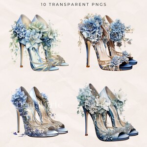 Watercolor Floral Prom Shoes Clipart - High Heels Clipart, Highheels ...