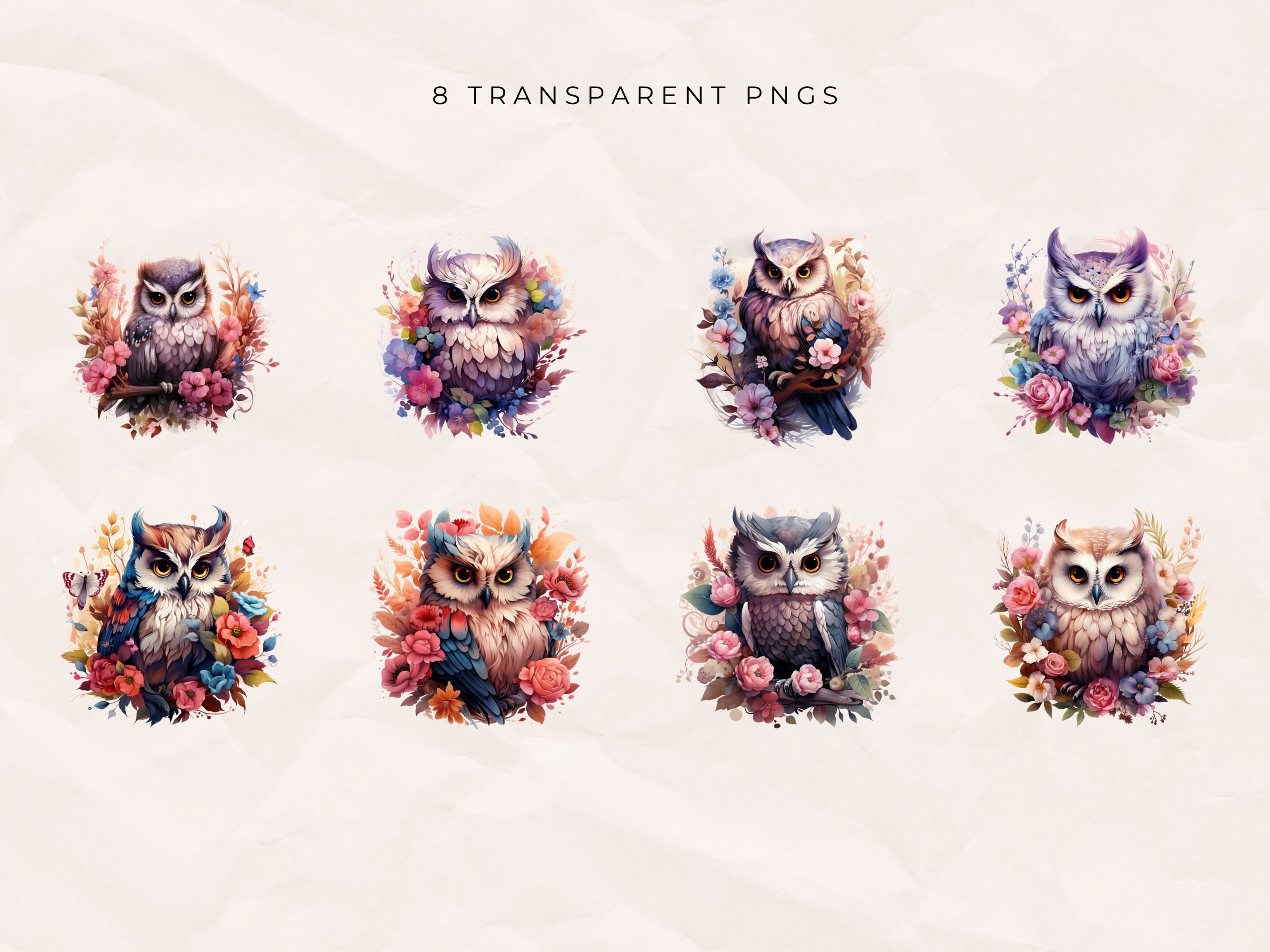 Watercolor Floral Owl Clipart, Cute Clipart for Commercial Use ...