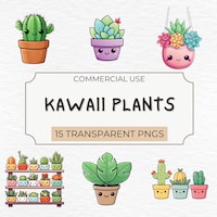 Cute Cactus Clipart, Kawaii Succulent Clip Art Illustrations, Fox ...