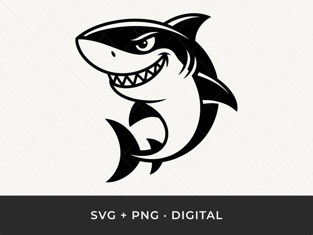 Shark SVG: Cartoon Mascot Cut File for Cricut - Etsy