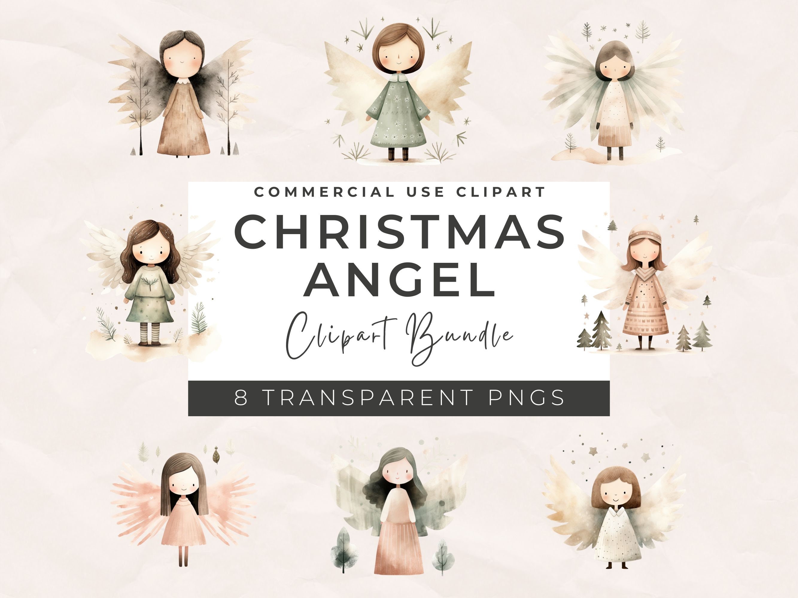Christmas Angel Clipart Cute Angel Clipart, Angel PNG Bundle, Cute ...