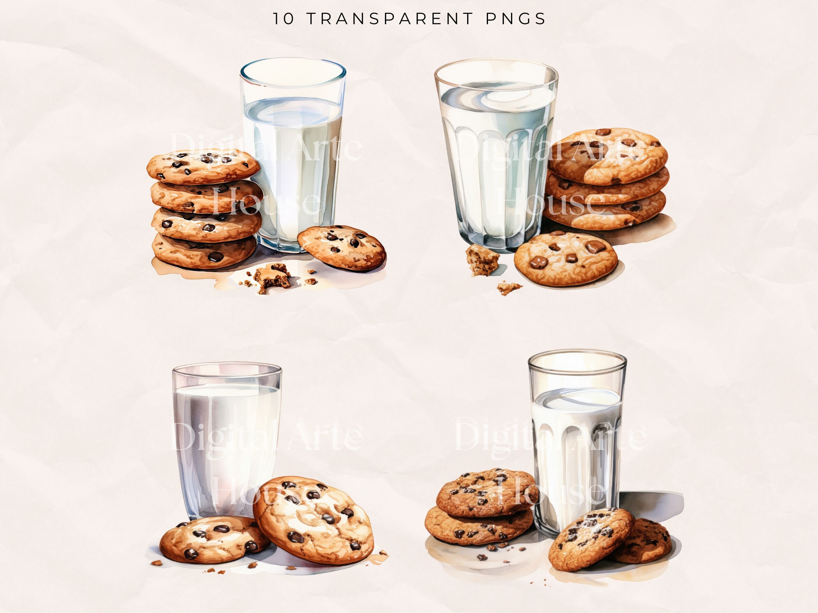 Watercolor Milk and Cookies Clipart Santas Cookies Milk - Etsy