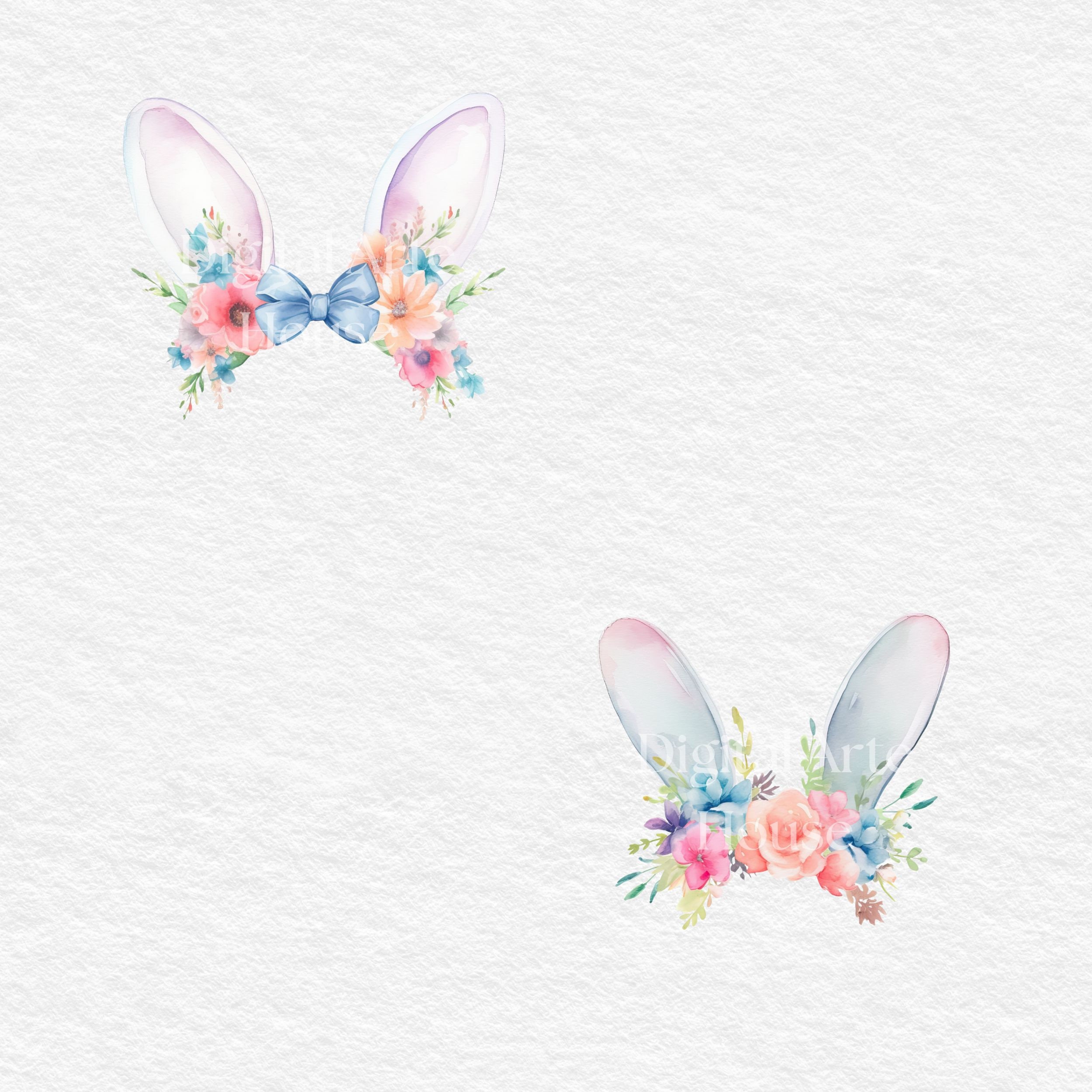 Watercolor Bunny Ears Clipart: Easter Floral Set (digital Download) - Etsy