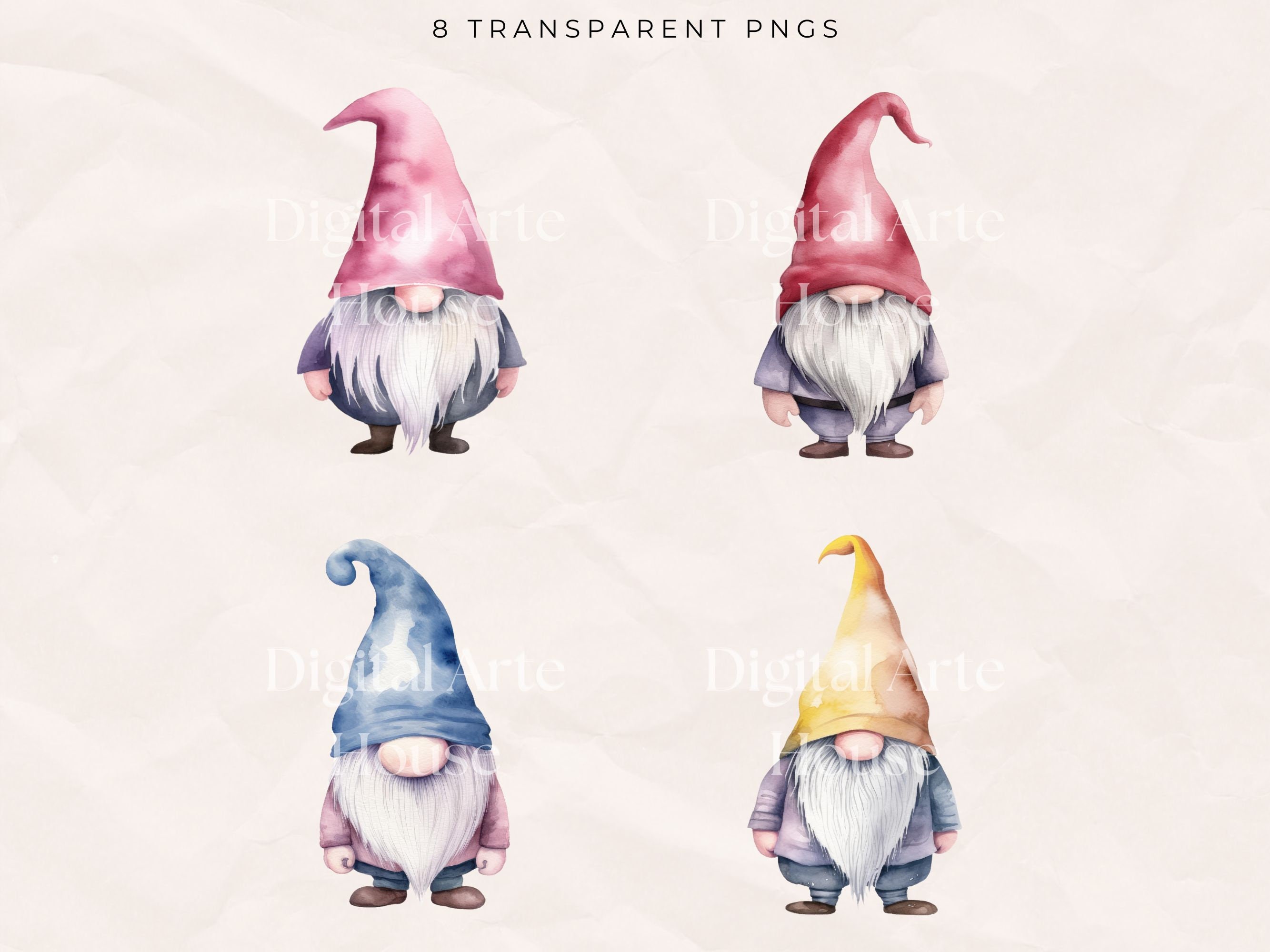 Watercolor Cute Gnomes Clipart Watercolor Gnome Holiday - Etsy