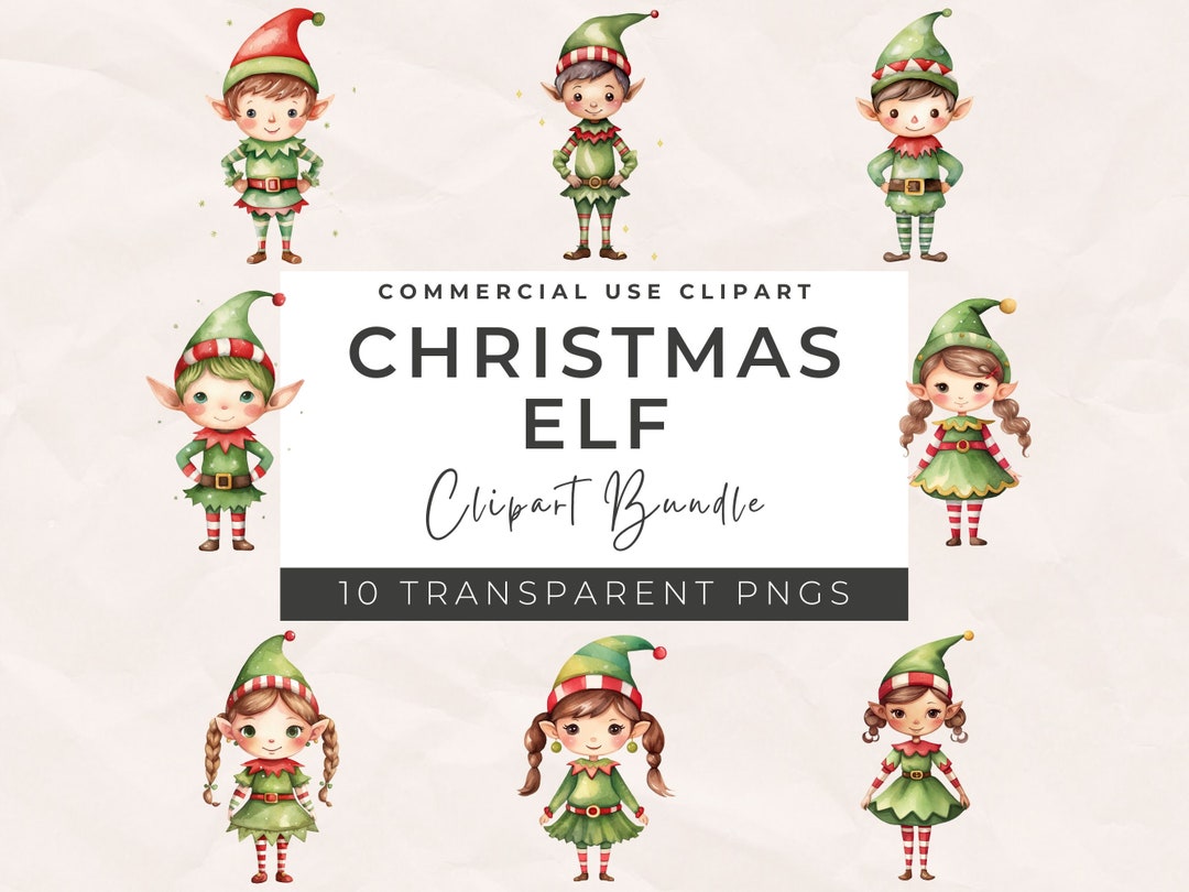 Watercolor Christmas Elf Clipart: PNG Bundle (digital Download) - Etsy