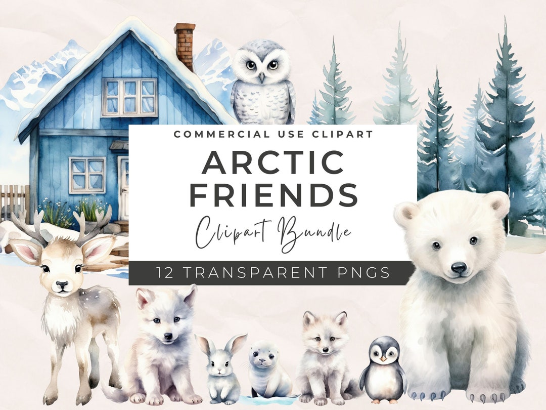 Watercolor Arctic Animals Clipart: Winter Wonderland Graphics ...