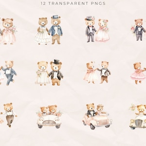 Watercolor Teddy Bear Wedding Clipart - Cute Teddy Clipart ...