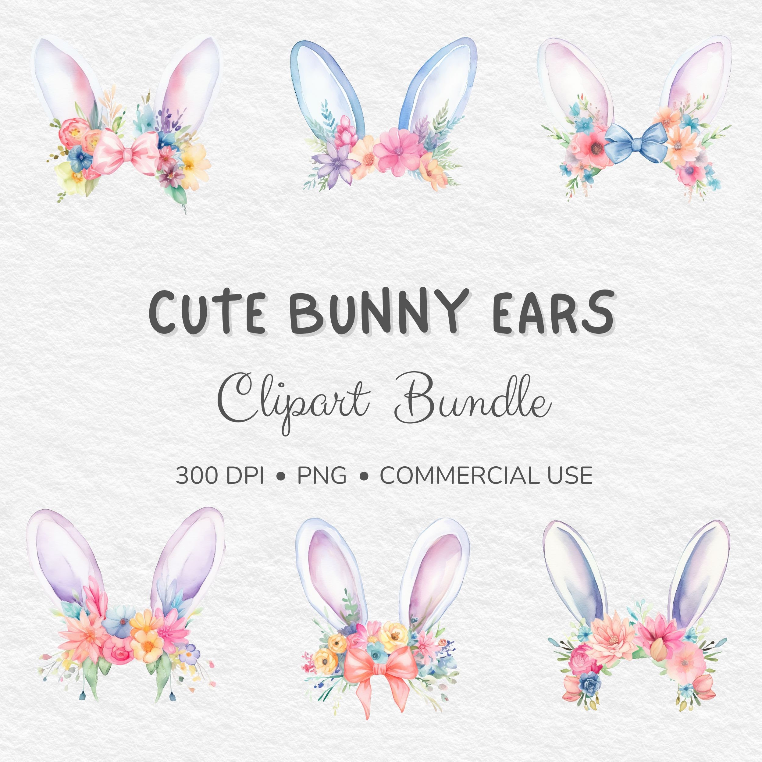 Watercolor Bunny Ears Clipart: Easter Floral Set (digital Download) - Etsy