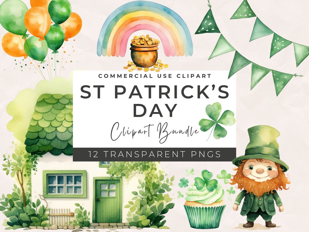 Watercolor Cute St Patricks Day Clipart Bundle - Stpatricks Day, St ...