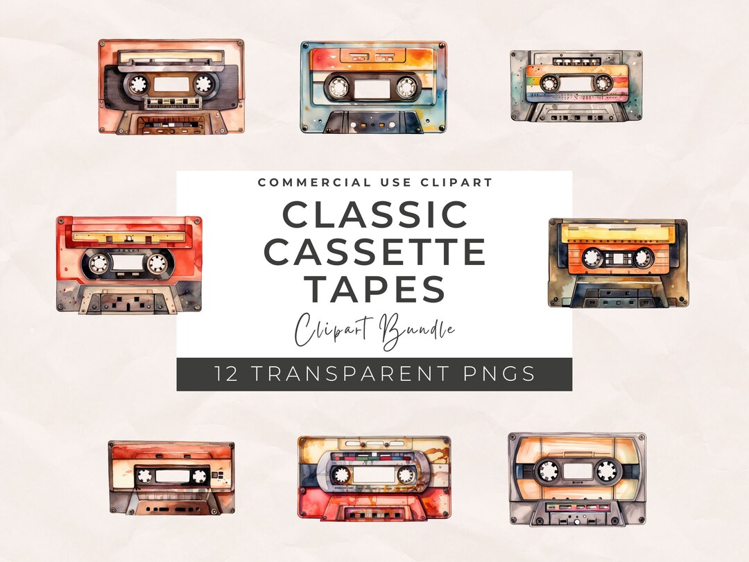 Watercolor Cassette Tapes PNG Clipart - 90s Cassette Tape PNG, Cassette ...