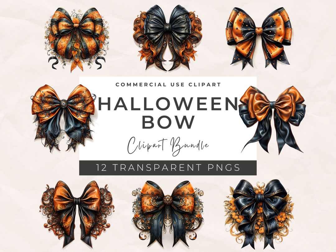 Watercolor Halloween Bow Clipart: 12 PNG Files (digital Download) - Etsy