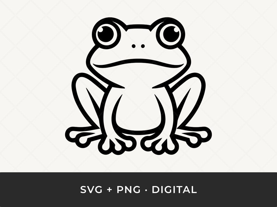 Frog SVG: Cartoon Frog Outline Clipart, Animal Cut File for Cricut and ...