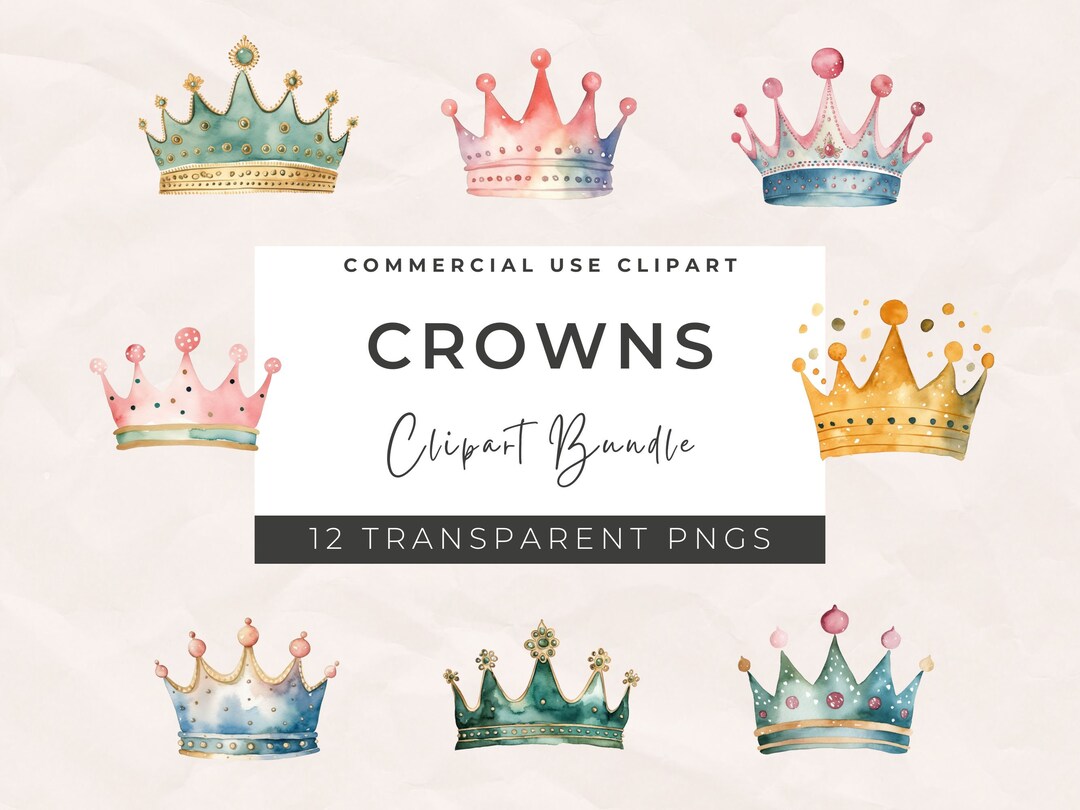Watercolor Crowns Clipart: Royal Tiara PNG Bundle (commercial Use) - Etsy