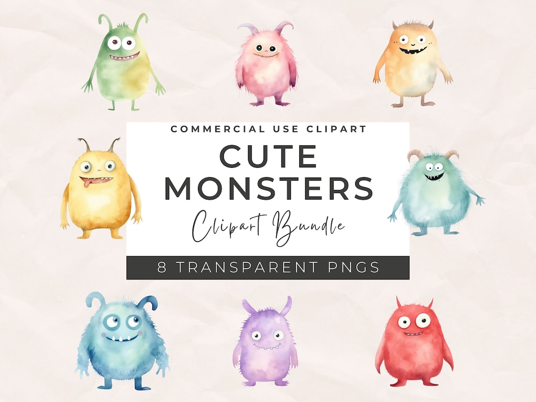 Watercolor Cute Monster Clipart - Monster-png, Cute Monsters, Clipart ...