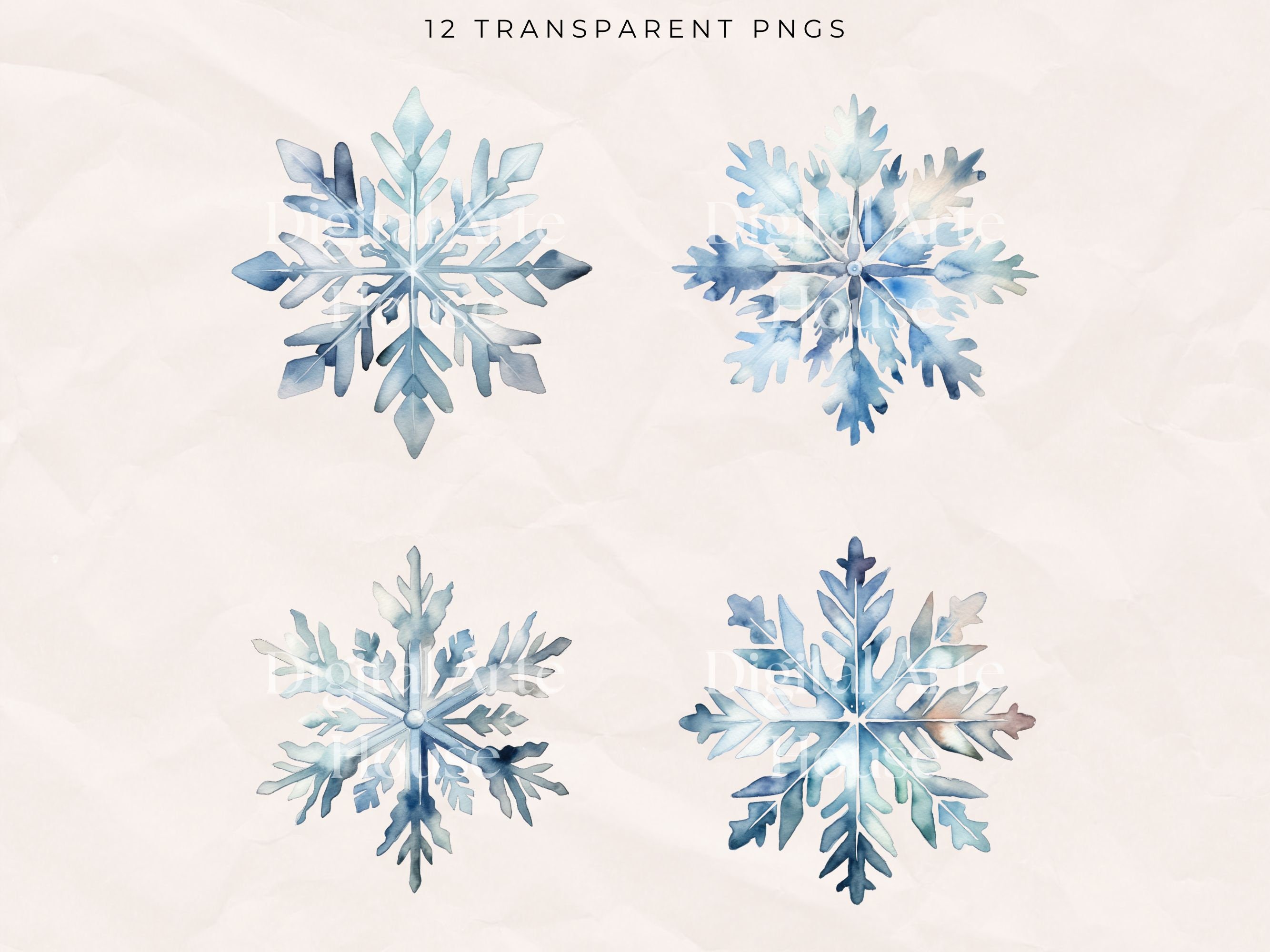 Watercolor Winter Snowflake Clipart Snowflakes Christmas - Etsy