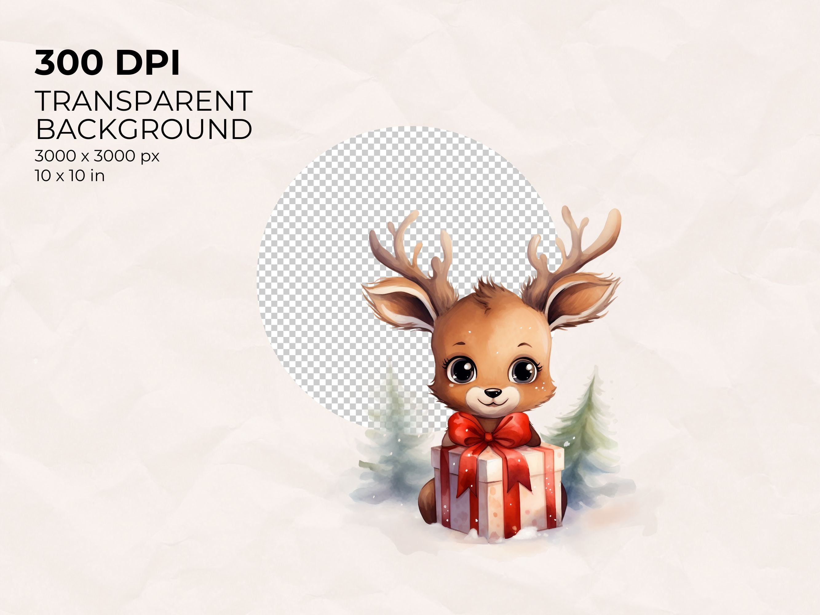 Watercolor Reindeer Clipart Cute Reindeer PNG Santa's Reindeer Clipart ...