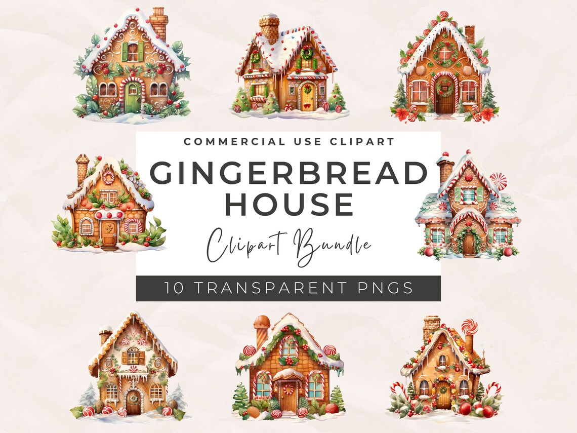 Gingerbread House Clipart Gingerbread Clipart, Commercial Use, Digital ...