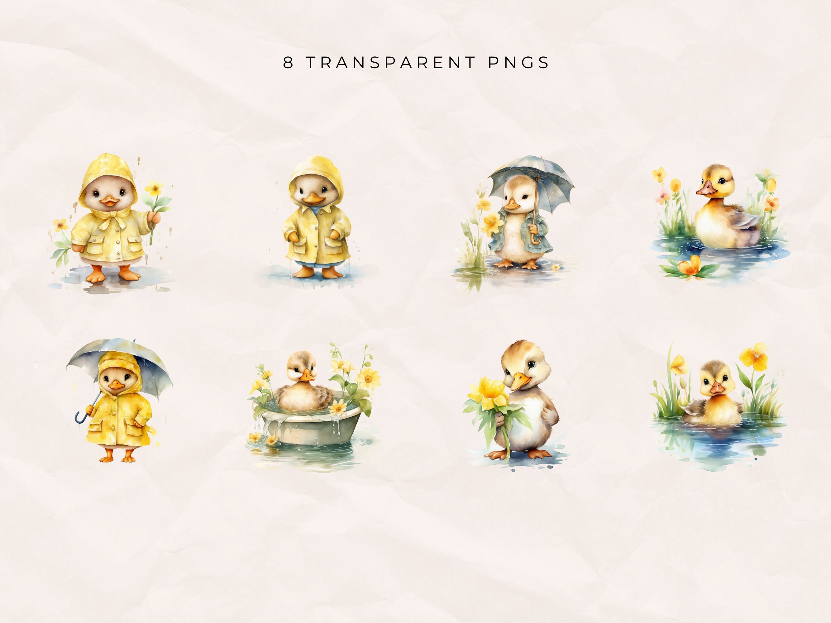 Watercolor Duckling Clipart Bundle Duckling PNG, Duckling Digital ...