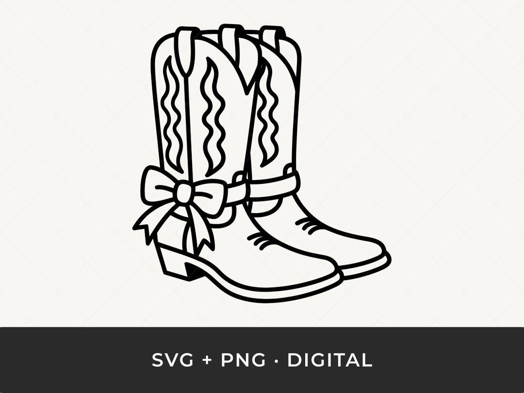 Cowboy Boots With Bow SVG: Western Cut File for Cricut and Silhouette ...
