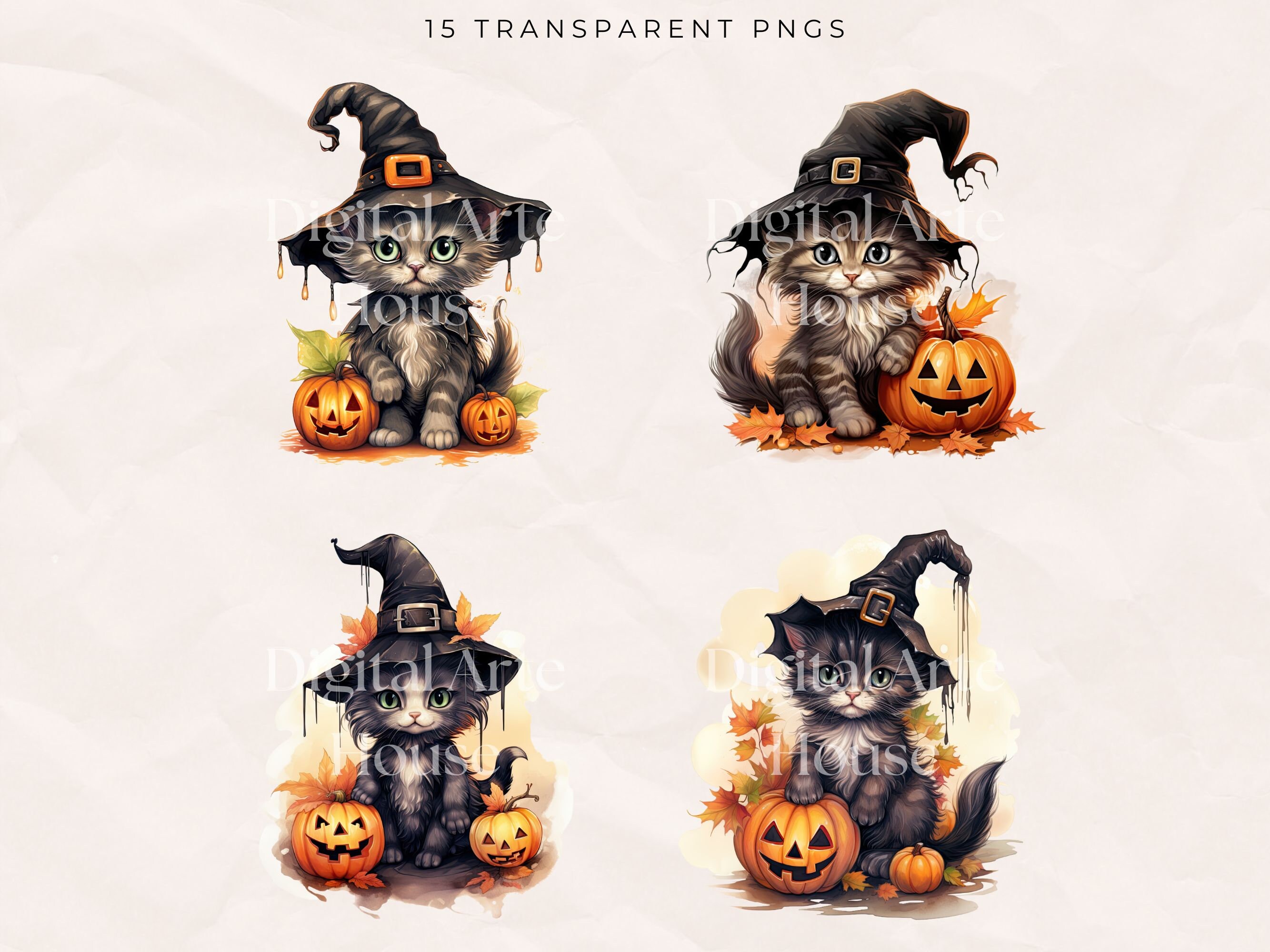 Watercolor Halloween Cat Clipart Halloween Clipart, Black Cat Clipart ...