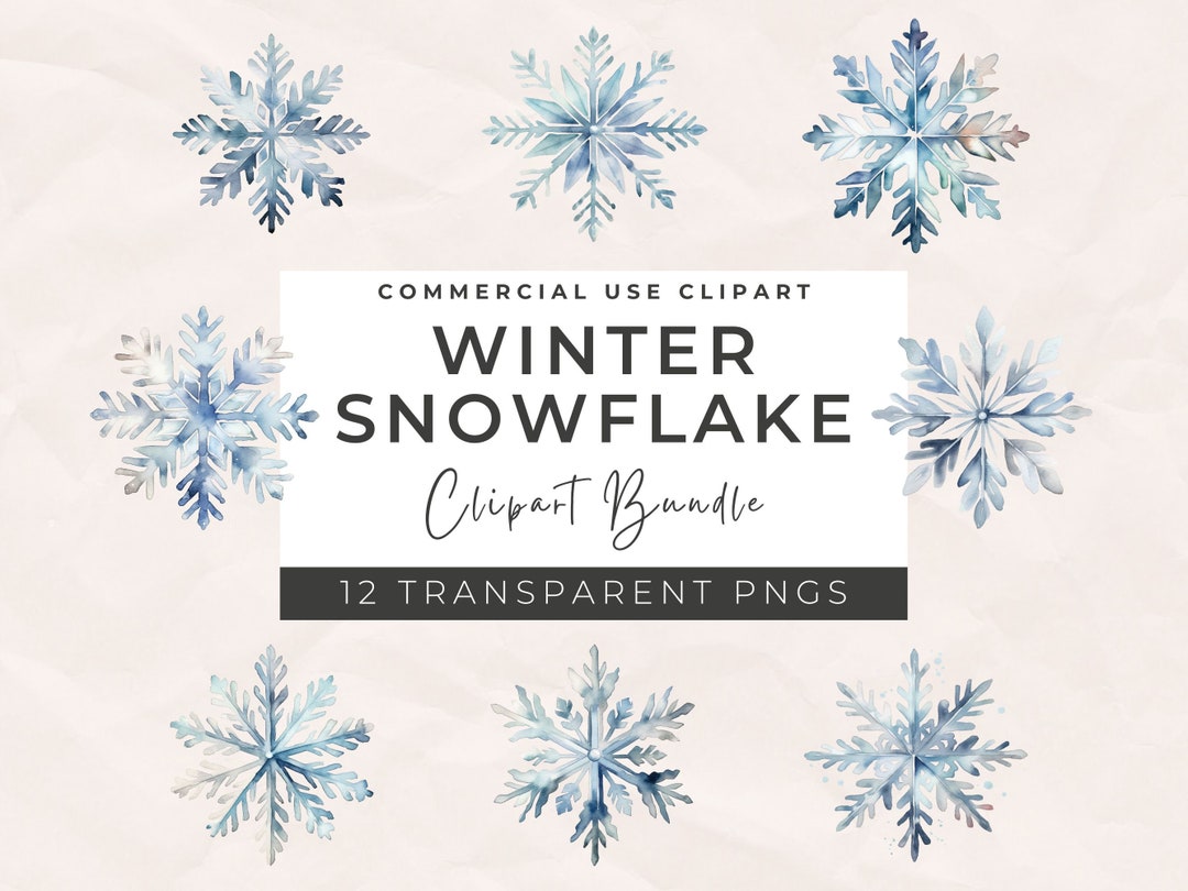 Watercolor Winter Snowflake Clipart - Snowflakes Christmas Clipart ...
