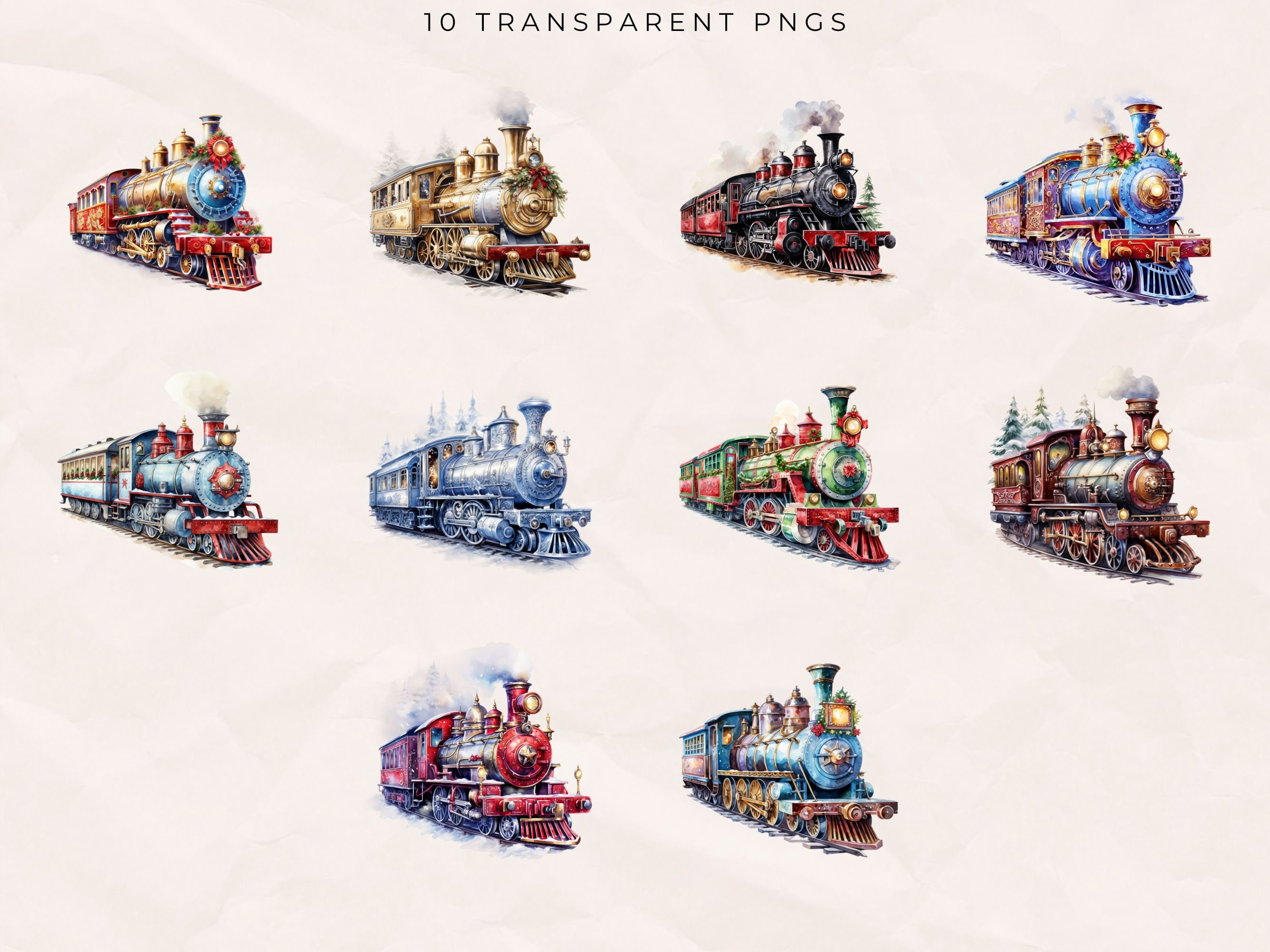 Watercolor Christmas Train Clipart PNG, Christmas Clipart, Winter ...