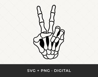 Skeleton Peace Sign Svg, Skeleton Peace Hand, Peace Finger. Vector Cut ...
