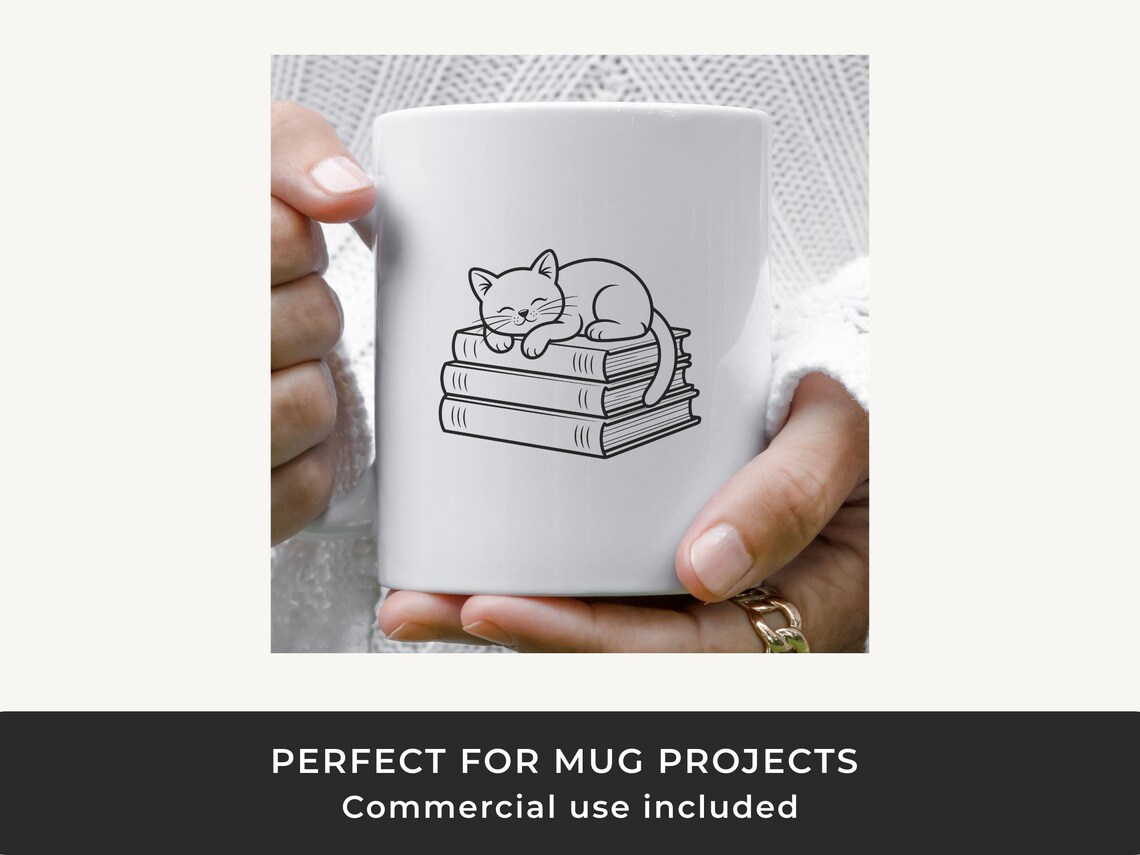Cat Reading Books SVG: Book Lover Pet Cut File for Cricut - Etsy