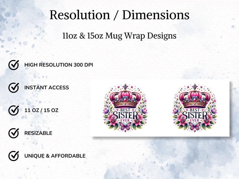 Best Sister Ever Mug Wrap, Pink Crown Sublimation Design (PNG) - Etsy