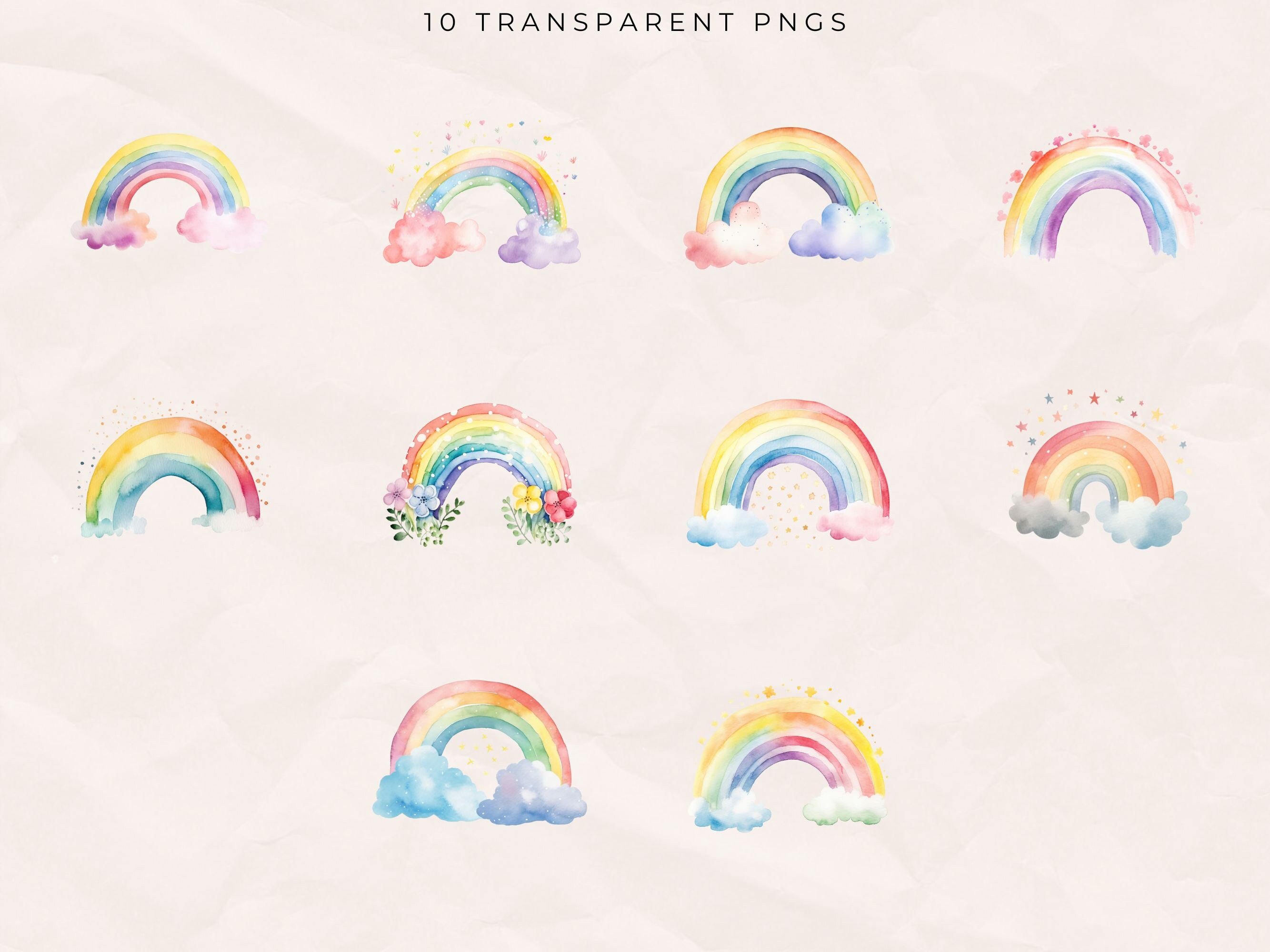 Watercolor Rainbow Clipart Nursery Rainbow, Watercolorclip Art, Digital ...