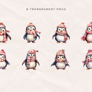 Christmas Penguin Clipart Bundle – Winter Holiday PNG Graphics (digital ...